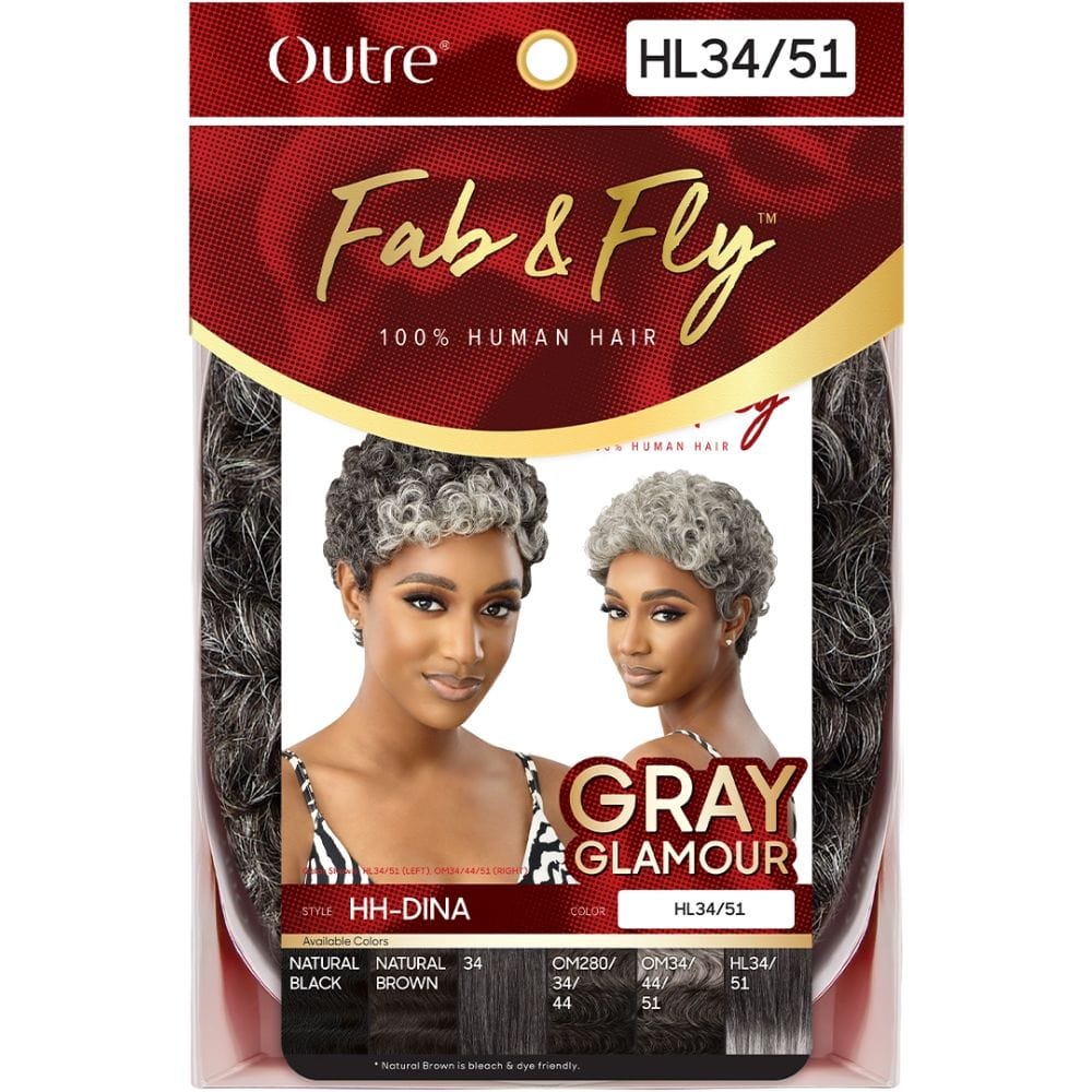Outre Fab & Fly 100% Human Hair Gray Glamour Wig - Dina