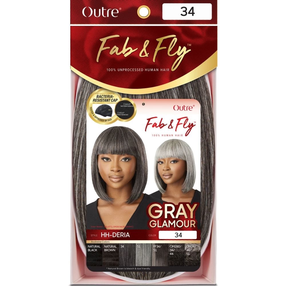 Outre Fab & Fly Human Hair Gray Glamour Wig - Deria