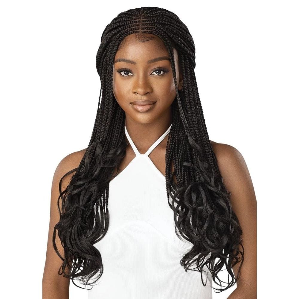 Outre Pre-Braided Lace Front Wig - Middle Part French Curl Box Braids
