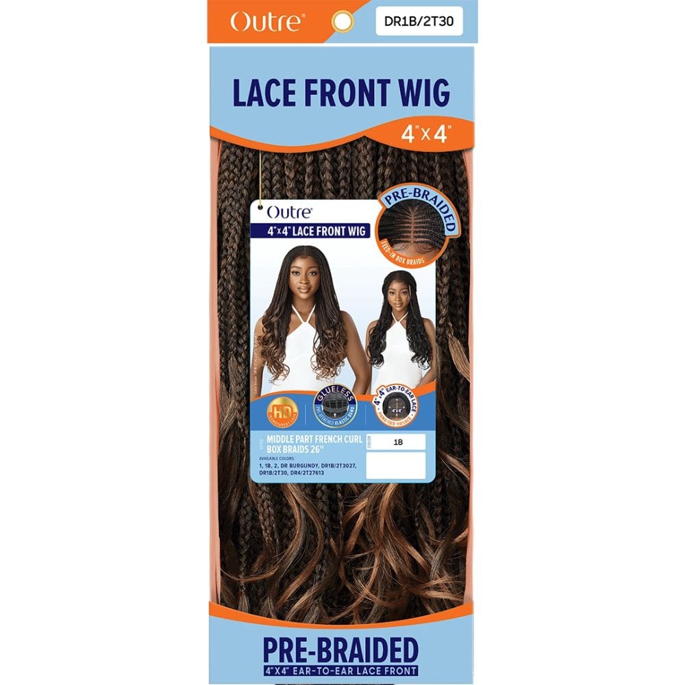 Outre Pre-Braided Lace Front Wig - Middle Part French Curl Box Braids