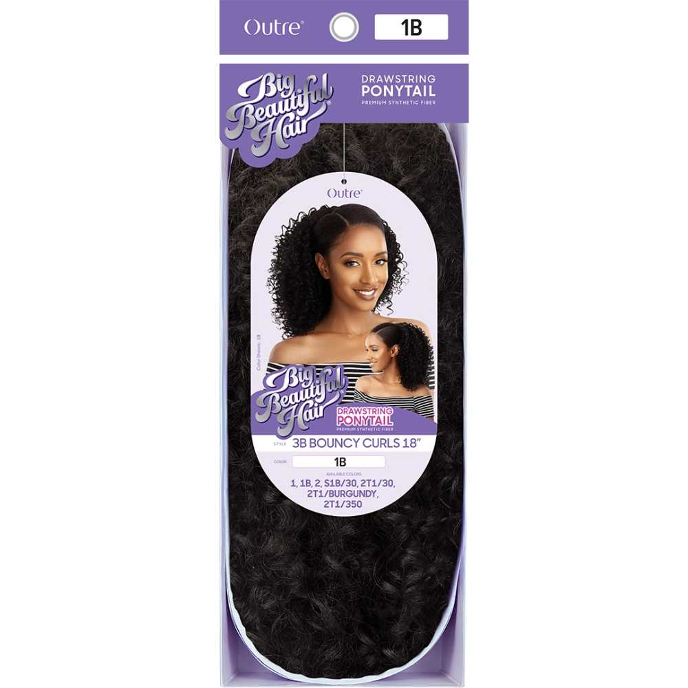 Outre Synthetic Drawstring Ponytail - 3B Bouncy Curls 18"