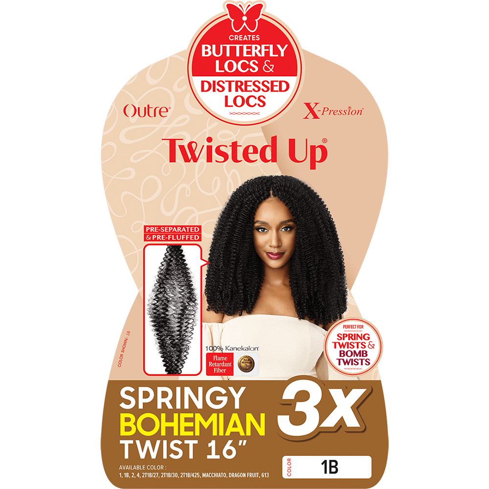 Outre X-Pression Twisted Up Crochet Hair - 3x Springy Bohemian Twist 1