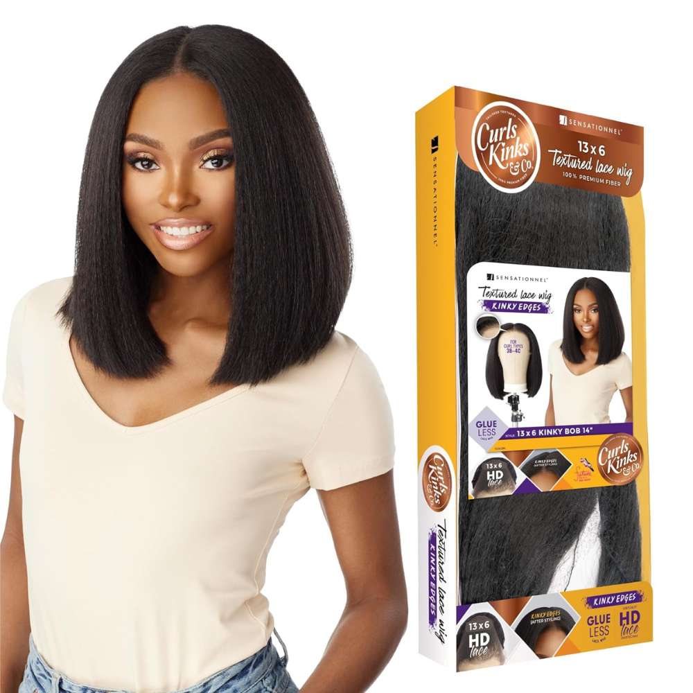 Sensationnel Kinky Bob 14" Kinky Edges 13x6 HD Lace Wig