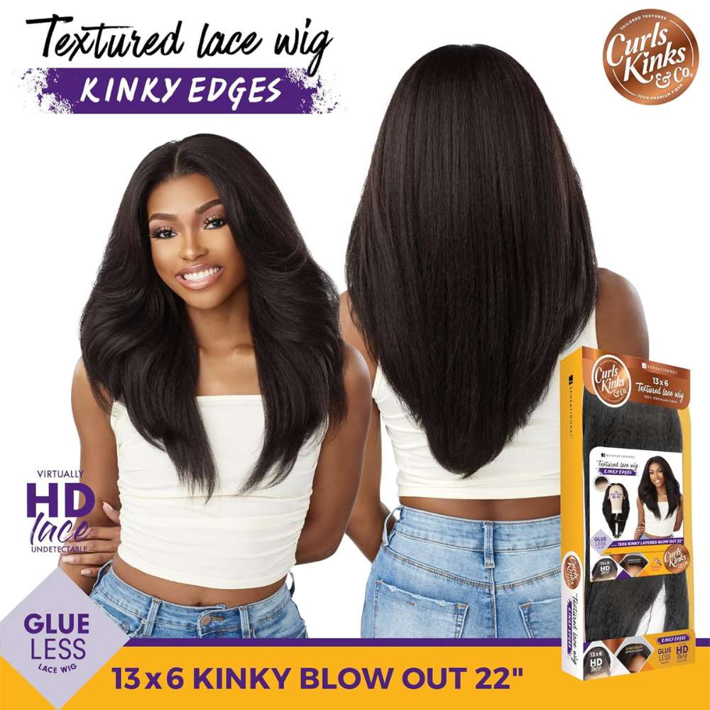 Sensationnel Kinky Layered Blow Out 22" Kinky Edges 13x6 HD Lace Wig