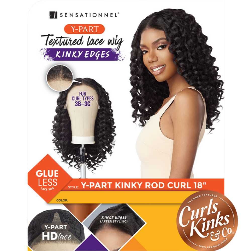Sensationnel Kinky Edges Synthetic Y-Part HD Lace Wig - Kinky Rod Curl