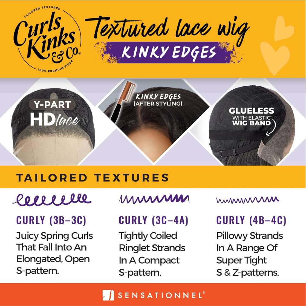 Sensationnel Kinky Edges Textured Lace Wig - Y-Part Kinky Volume Curl